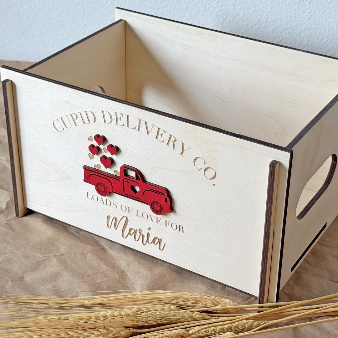 Valentines Day Box, Personalized Gift Crate W/ Name, Valentine's Decor ...