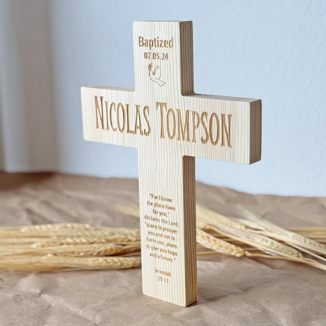 Personalized Baptism Cross W/ Name, Kids Christian Gift, Engraved ...