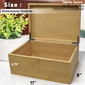 Large Bamboo Wood Box With Lid 11x8x4,75 Inch, Custom Engraved Wooden ...