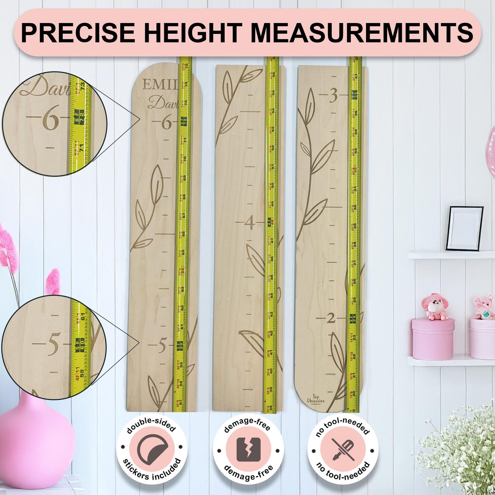 Wood Growth Chart Wall, Baby Girl Gift, Nursery Wall Art, Girls Room ...