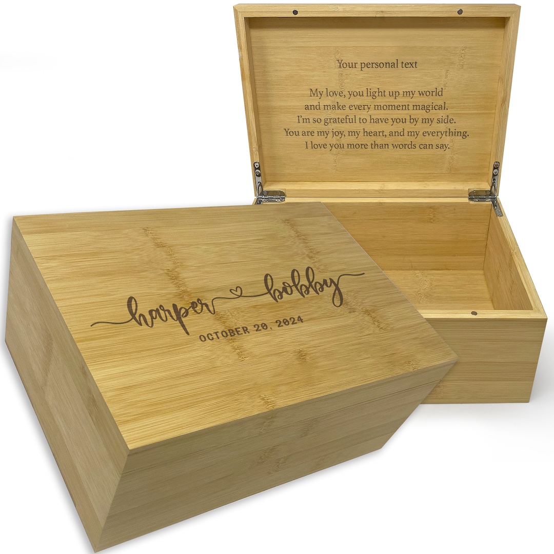 Couples Box With Names, Engraved Memory Box, Personalized Gift for Her ...