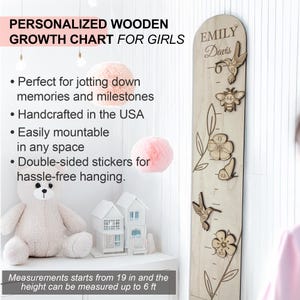 Personalized Wooden Growth Chart for Wall - Custom Name Wood Height ...