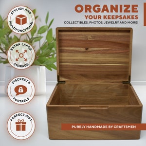 Acacia Box Engagement Gift for Friends, Wedding Keepsake Box Large ...