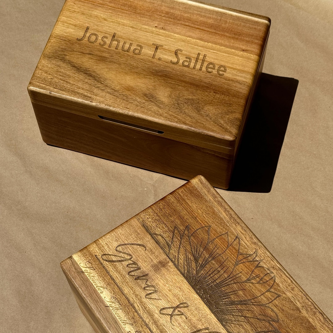 Large Wooden Box With Hinged Lid, Personalized Gift, Custom Engraved ...