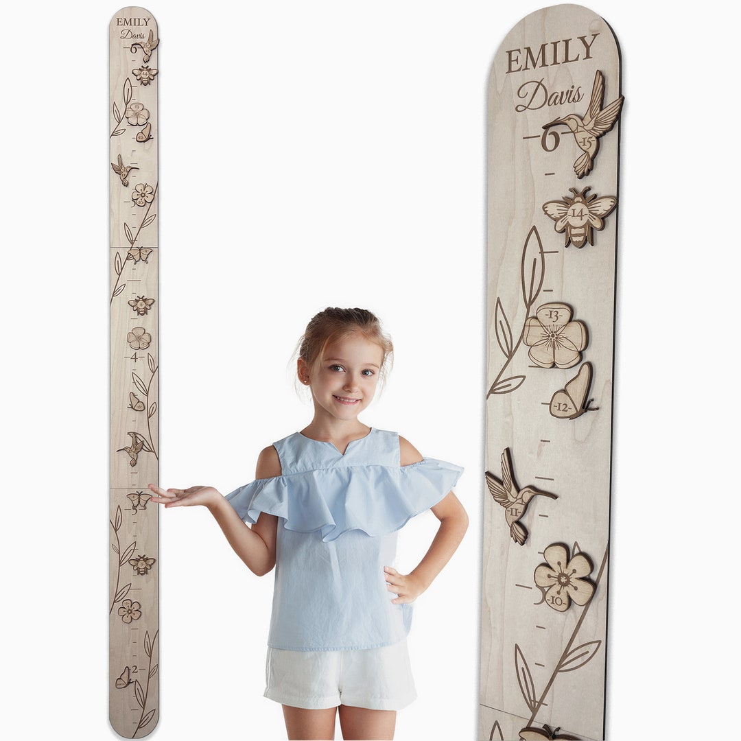 Personalized Wooden Growth Chart for Wall With Height Markers, Custom ...