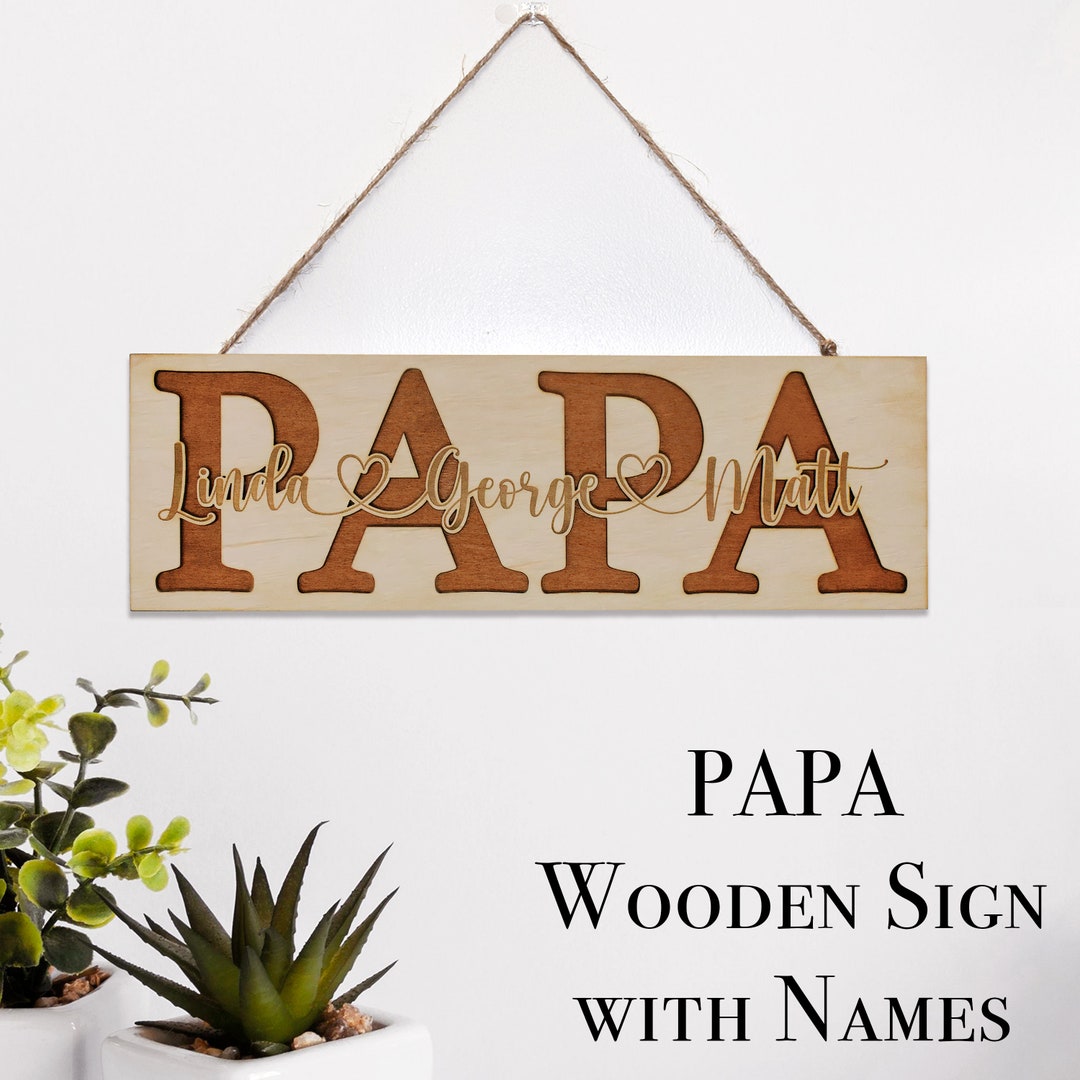 Personalized Papa Gifts, Custom Papa Gift Christmas, Papa Wooden Sign ...