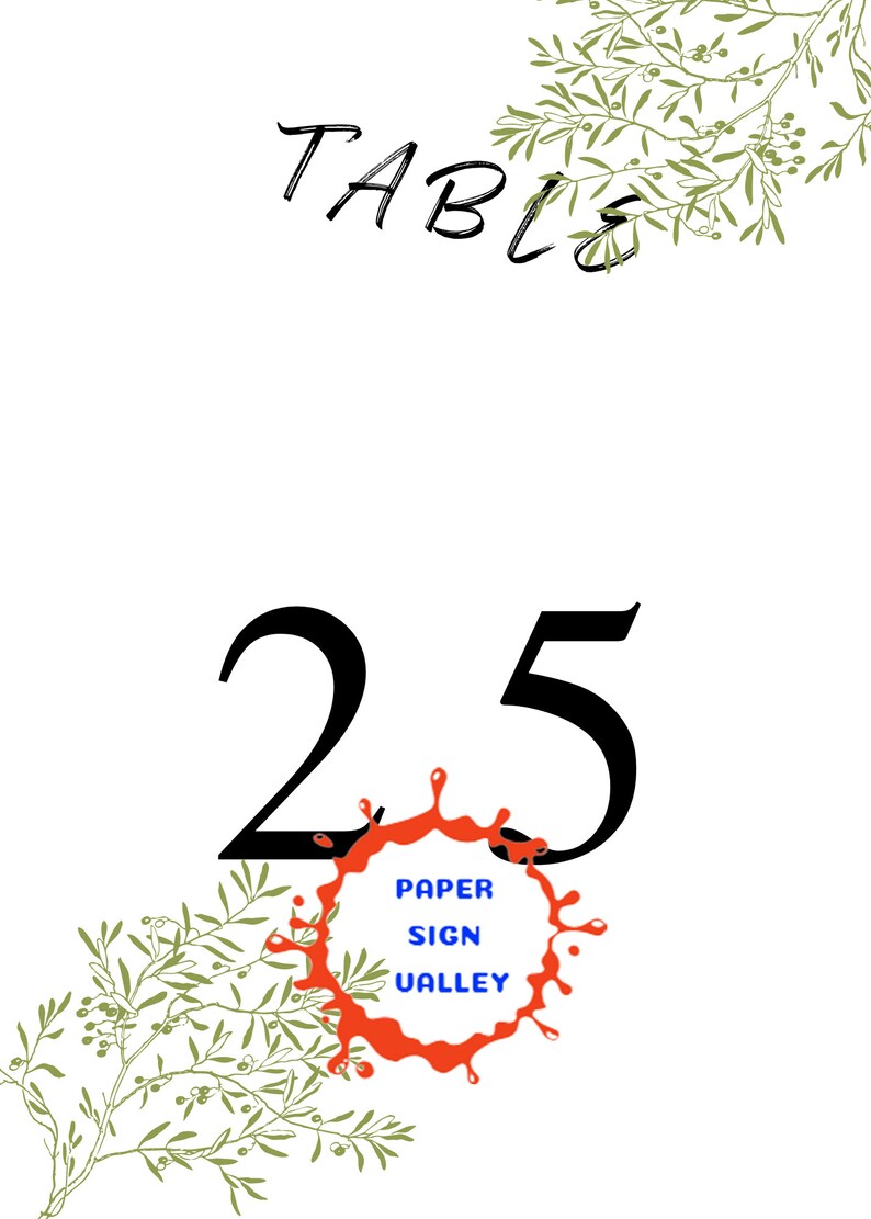 Printable Table Numbers Party Table Numbers Modern Printable - Etsy