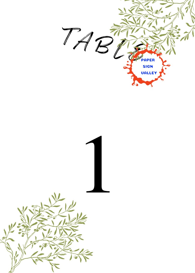 Printable Table Numbers Party Table Numbers Modern Printable - Etsy