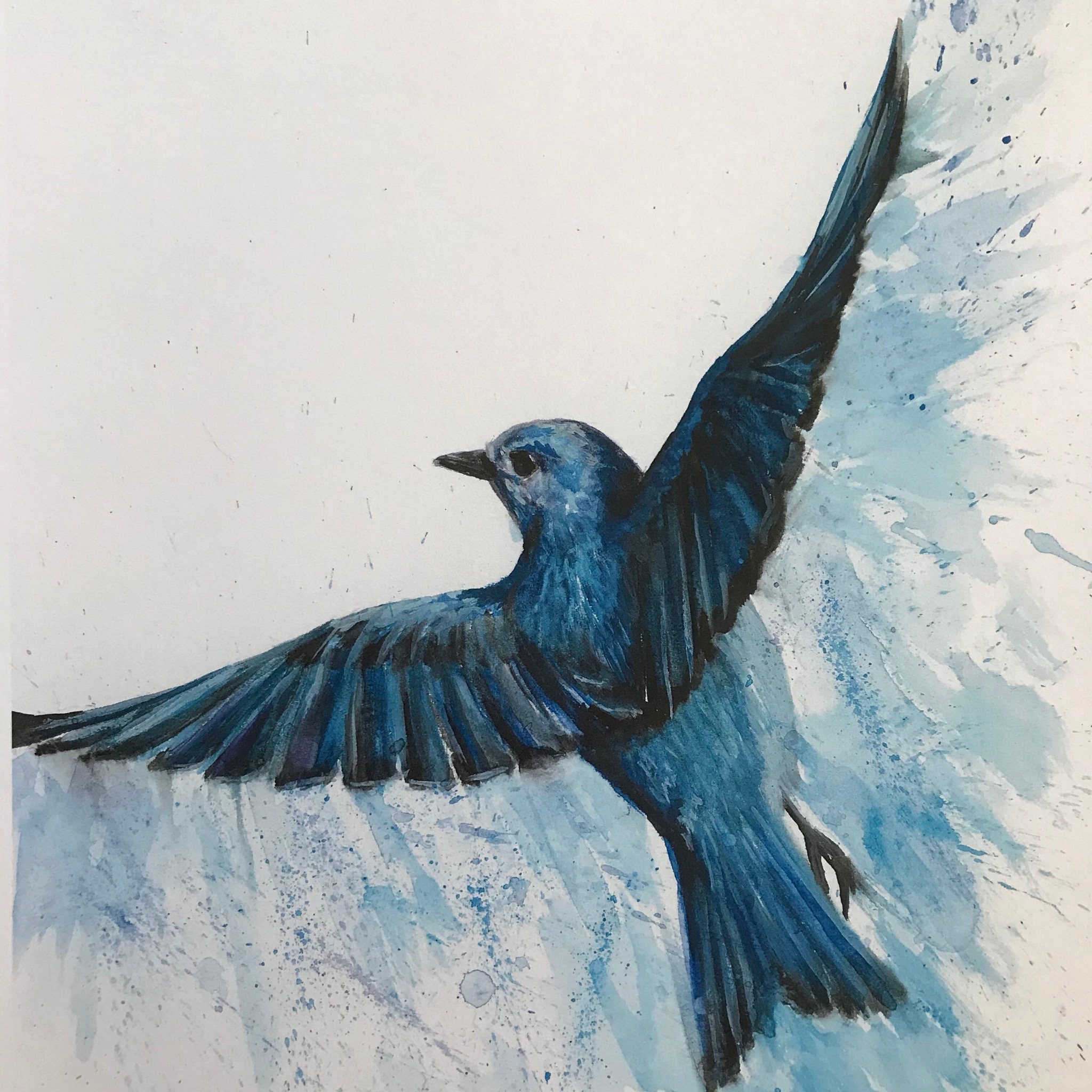 Blue Bird Artwork Print - Etsy