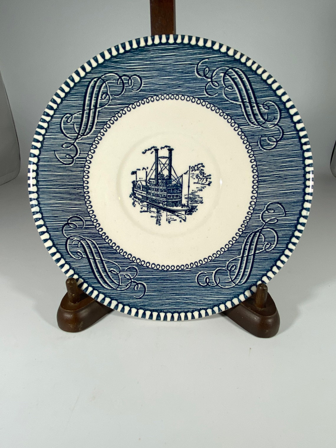 Vintage Set of 8 Currier and Ives Royale China Saucers Steamboat ...