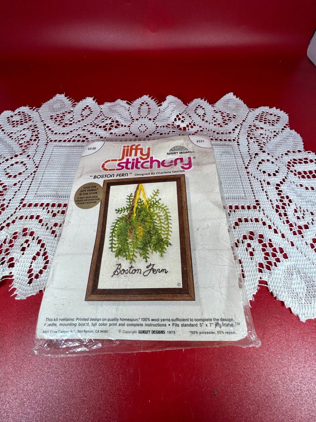 Vintage Jiffy Stitchery Boston Fern Crewel Kit - Etsy