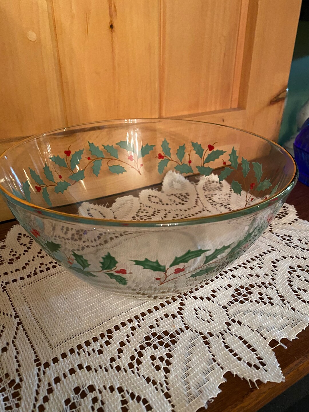 Vintage Crystal Salad Bowl - Etsy