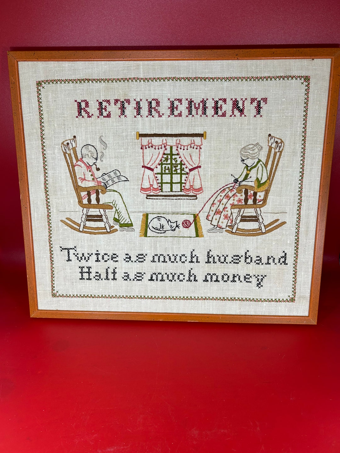 Vintage Crewel and Cross Stitch Retirement Artwork - Etsy