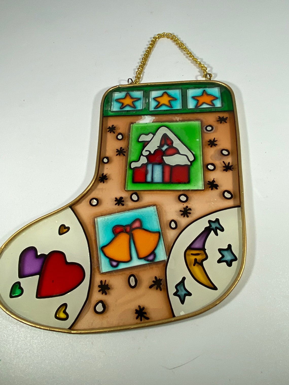 Vintage Stained Glass Christmas Stocking/boot - Etsy