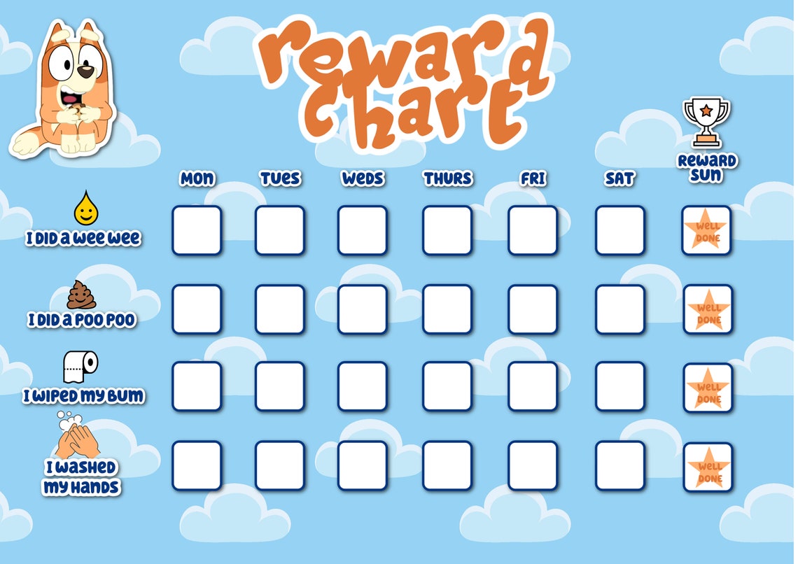 Bluey or Bingo Toilet Training Reward Chart, Also Helpful for Children ...