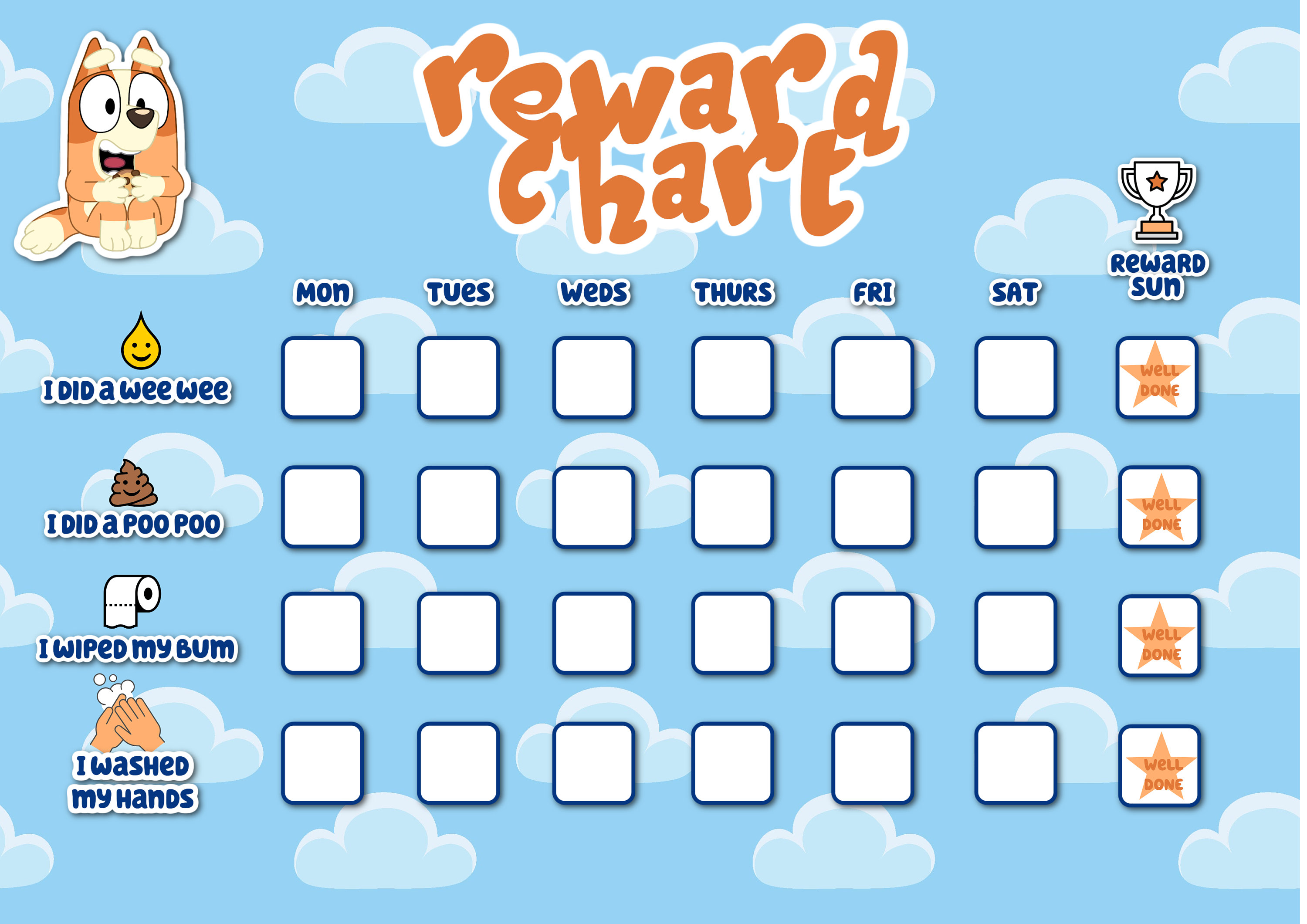 Bluey or Bingo Toilet Training Reward Chart, Also Helpful for Children ...