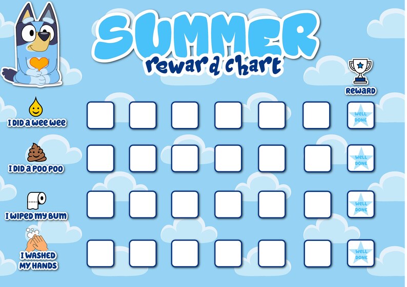 Personalised Laminated Bluey or Bingo Toilet Training Reward Chart ...