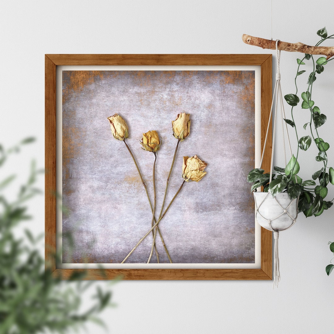 Vintage Rose Digital Wall Print, Rose Yellow, Digital Download, Digital ...