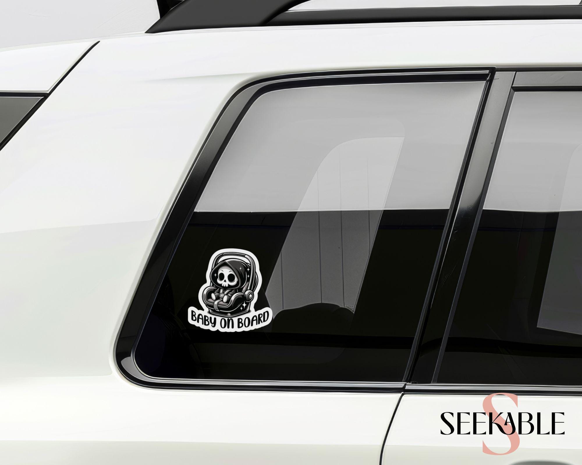Grim Reaper Skeleton Baby on Board Indoor/outdoor Vinyl Decal Sticker ...