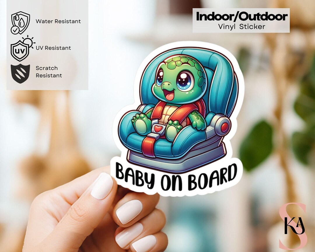 Turtle Baby on Board Indoor/outdoor Vinyl Decal Sticker, Baby on Board ...