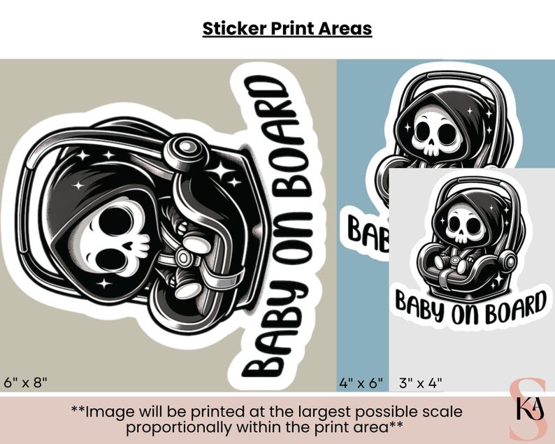 Grim Reaper Skeleton Baby on Board Indoor/outdoor Vinyl Decal Sticker ...