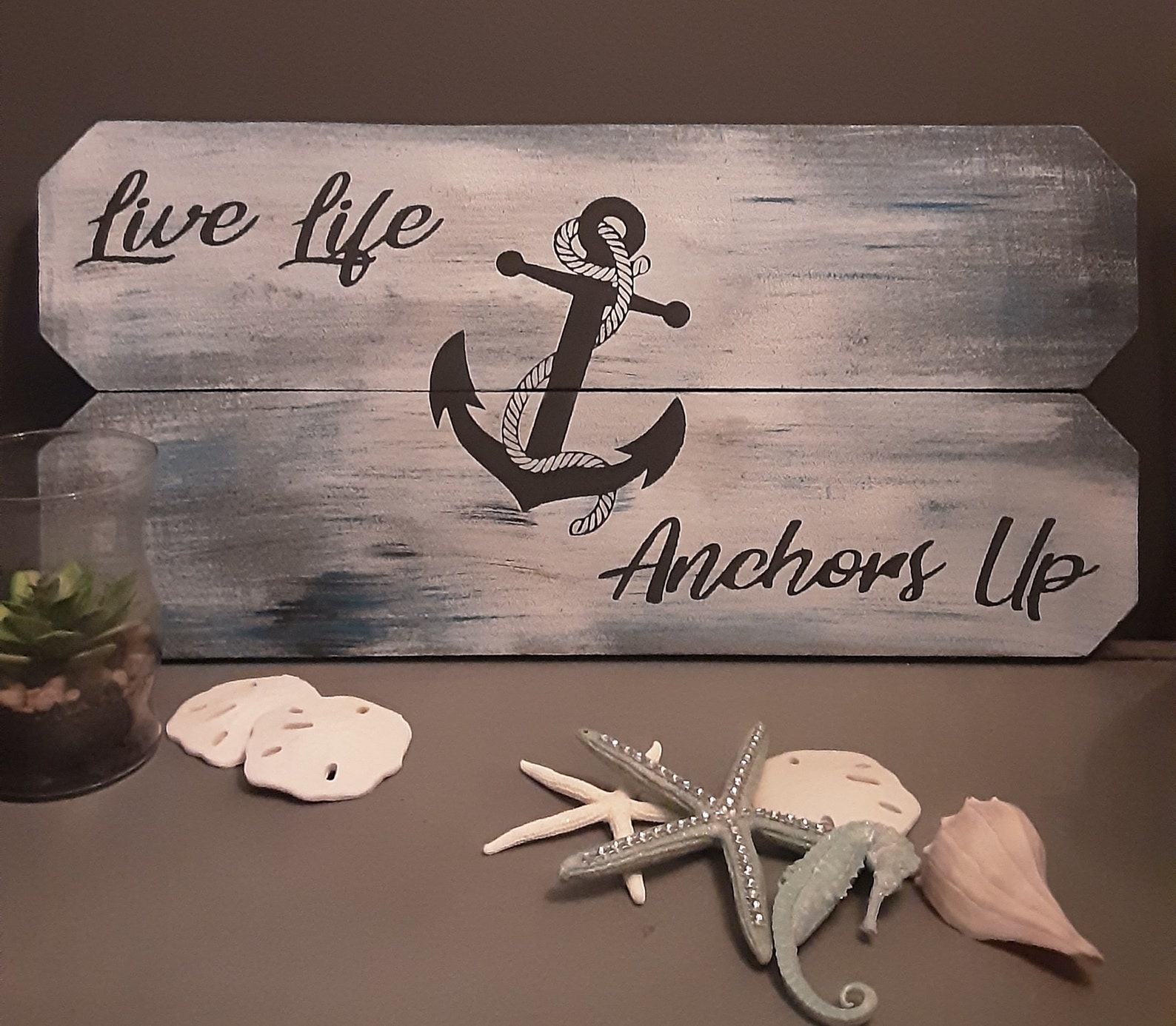 Live Life Anchors up Hanging Wood Sign Wall Décor - Etsy