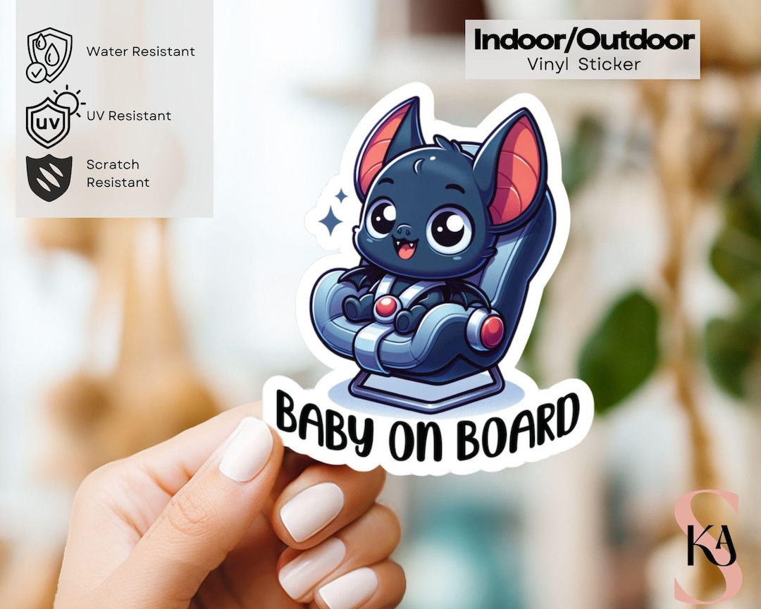 Bat Baby on Board Indoor/outdoor Vinyl Decal Sticker, Baby on Board Car ...