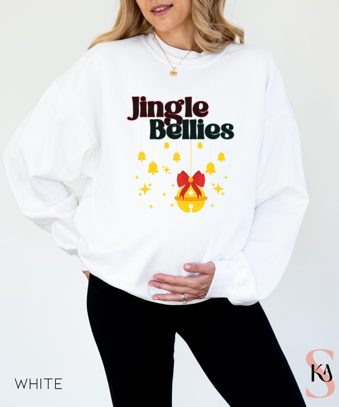 Jingle Bellies Baby Bump Pregnancy Christmas Holiday Sweatshirt Cute ...