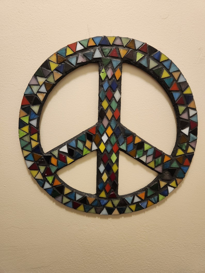 Peace Sign, Mosaic, Scrap Glass, Hippie Decor, Bohemian Style, Hippie ...