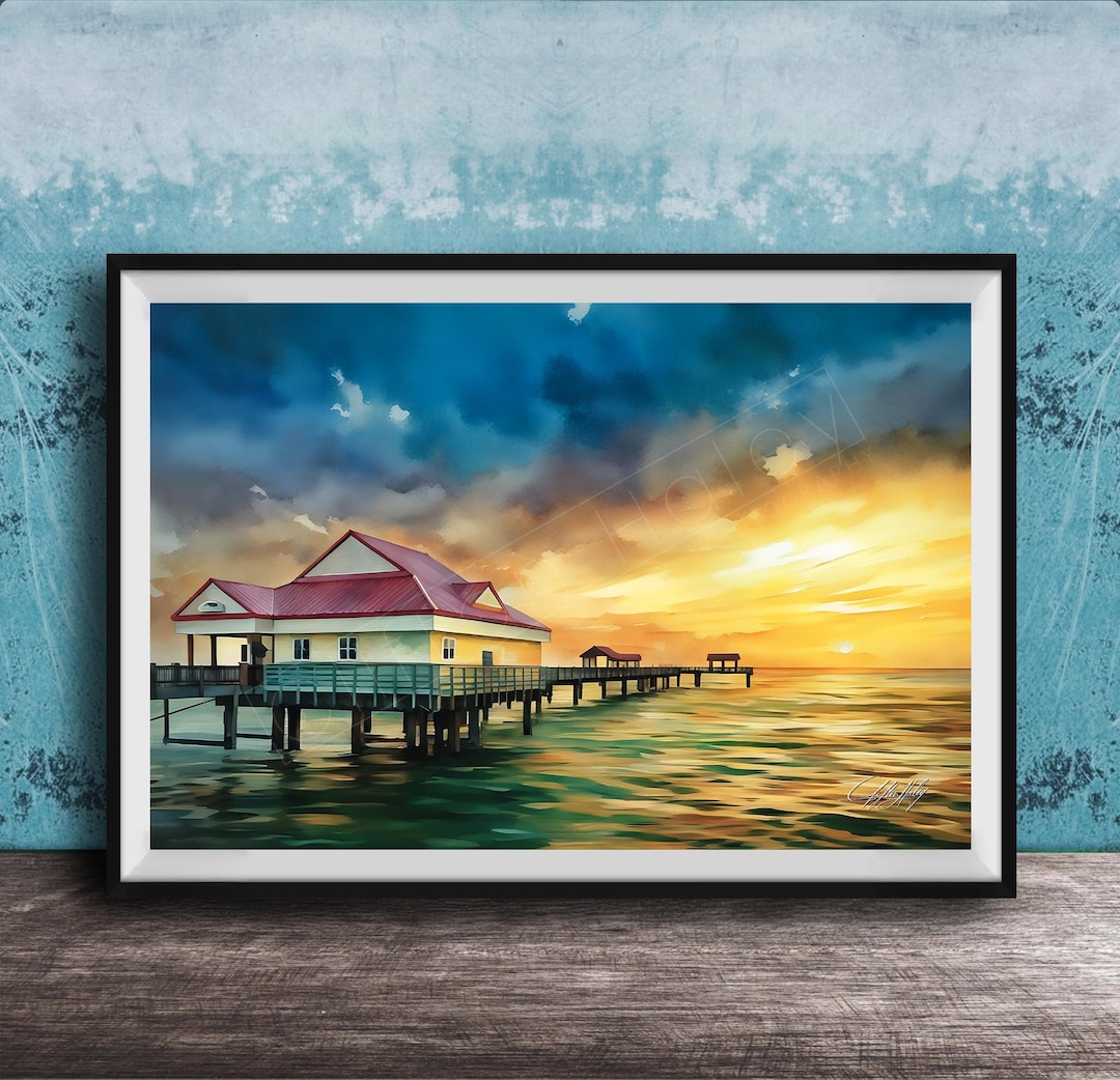 Pier 60 Sunset Print: Clearwater Beach Art (watercolor, Coastal) - Etsy
