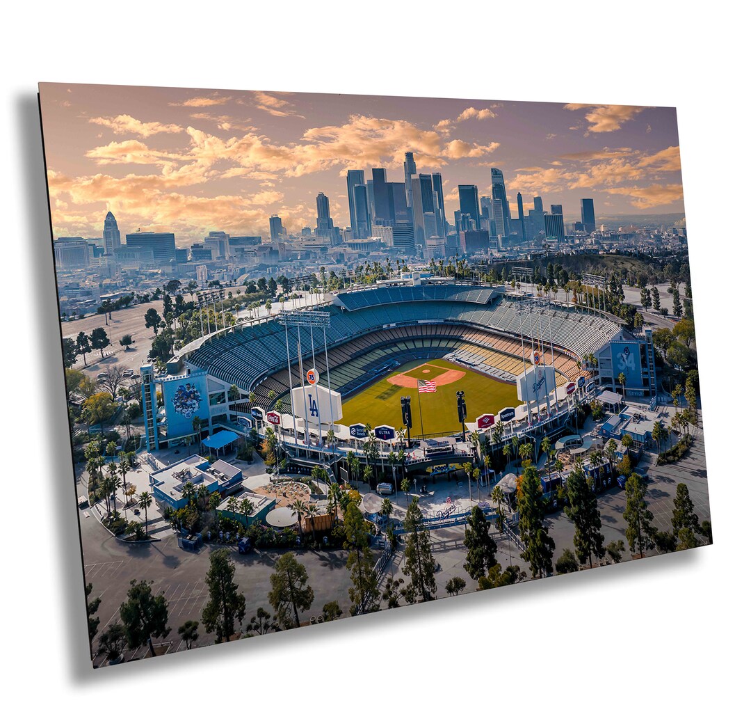 Los Angeles LA Dodgers Stadium With LA Skyline at Sunrise/sunset Print ...