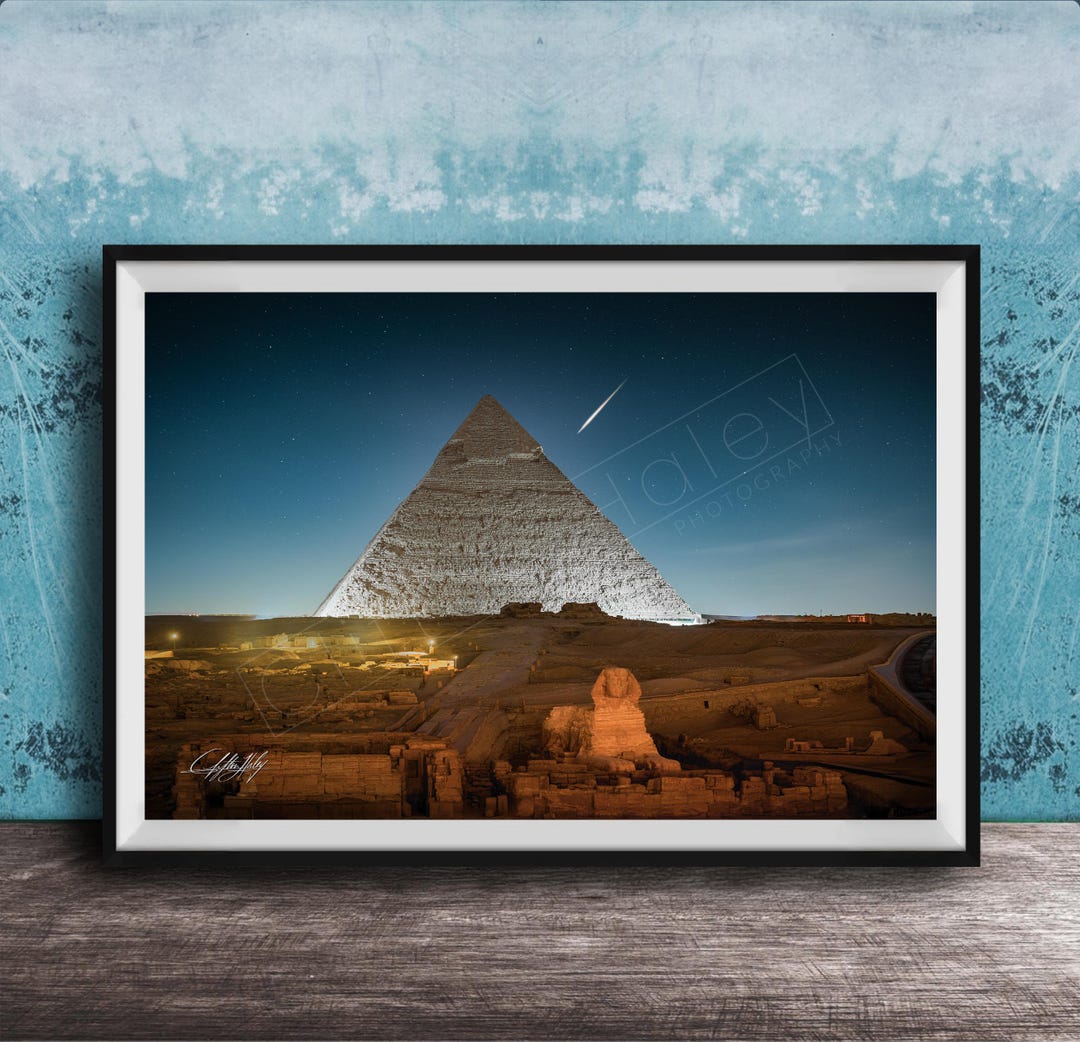 Pyramids of Giza Shooting Star Night Sky Art Print - Etsy