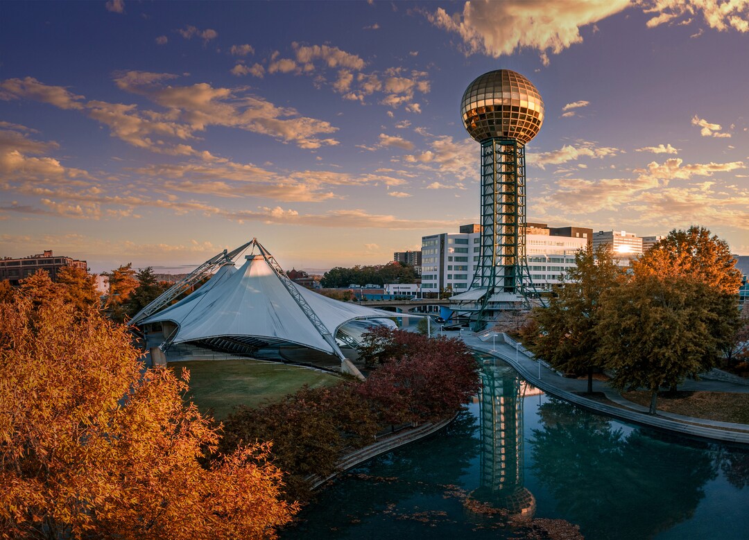 Downtown Knoxville Sunsphere in Fall Sunset/sunrise Print/canvas ...