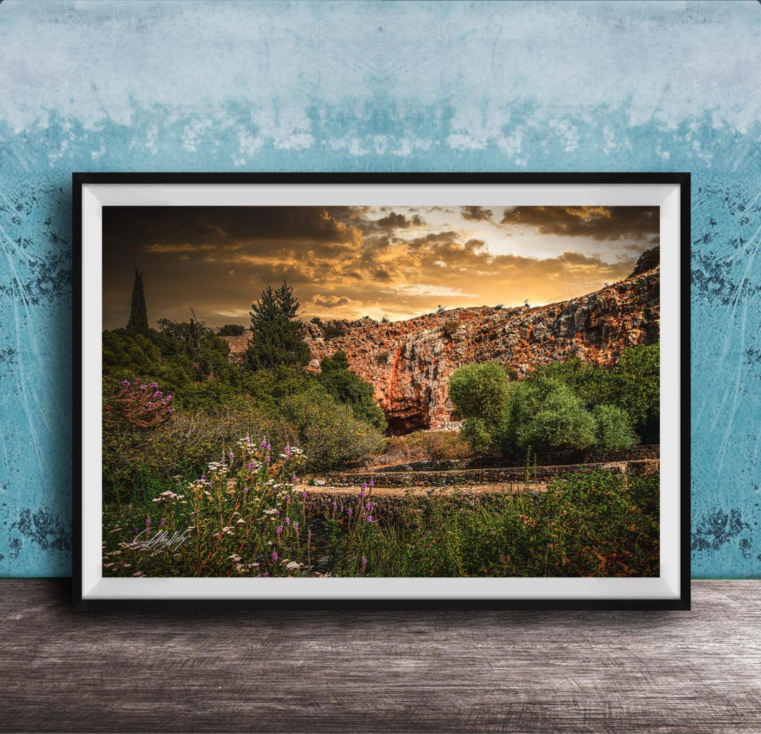 Caesarea Philippi Landscape Print - Dawn Wildflowers and River - Etsy