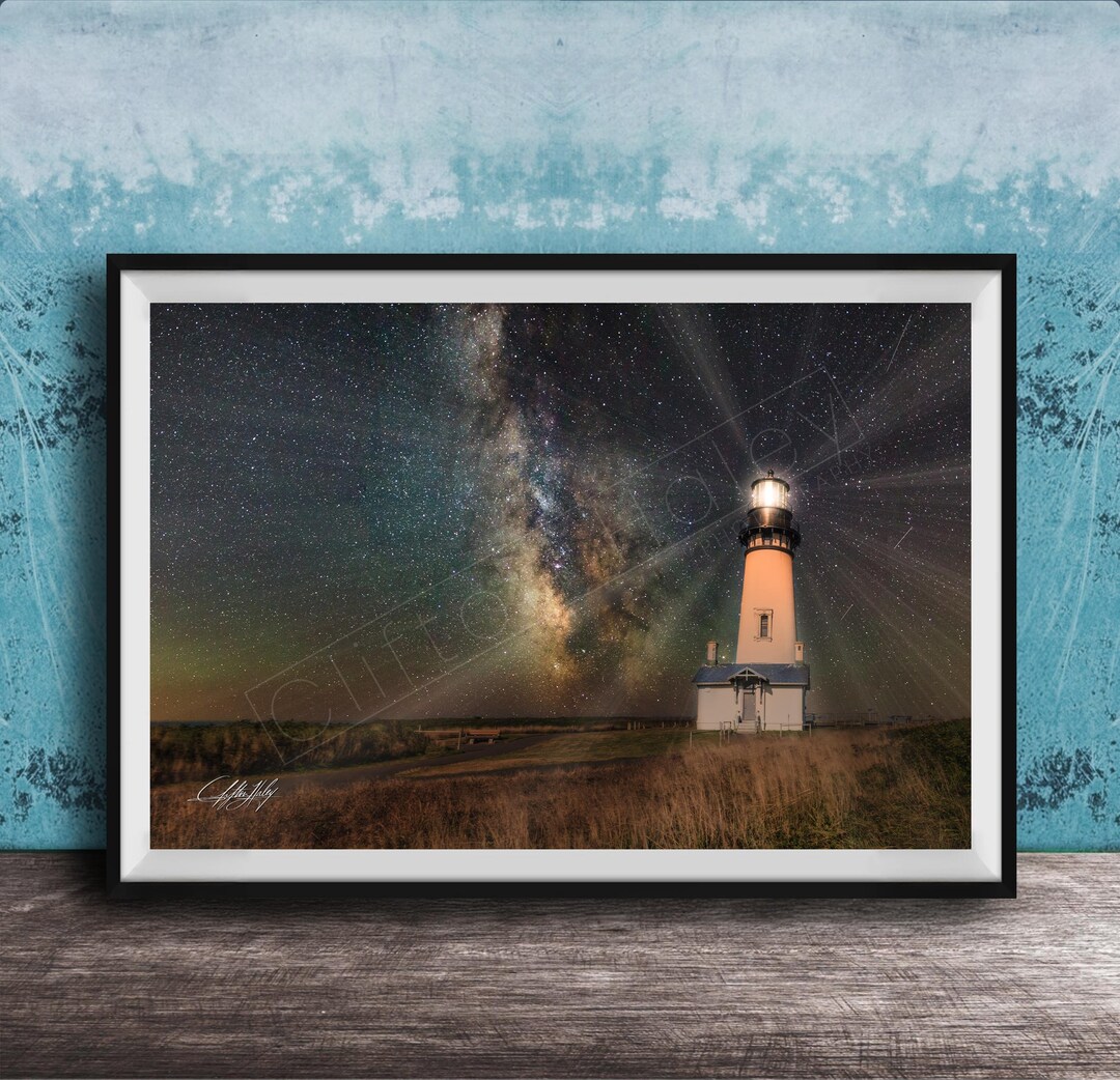 Yaquina Head Lighthouse Wall Art - Night Sky and Ocean View - Etsy