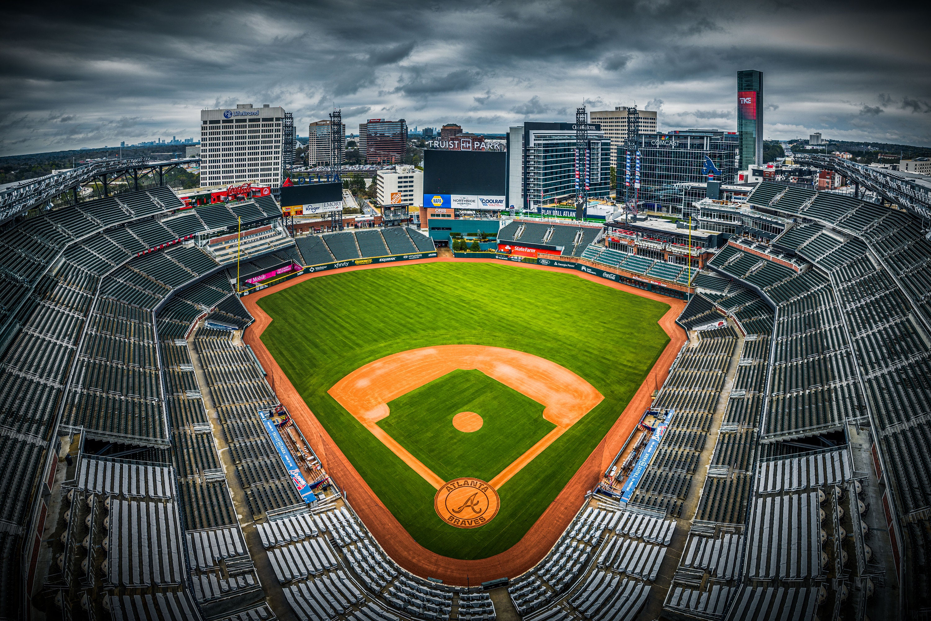 Atlanta Braves/truist Park Stadium Overhead Drone Flyover Print/canvas ...