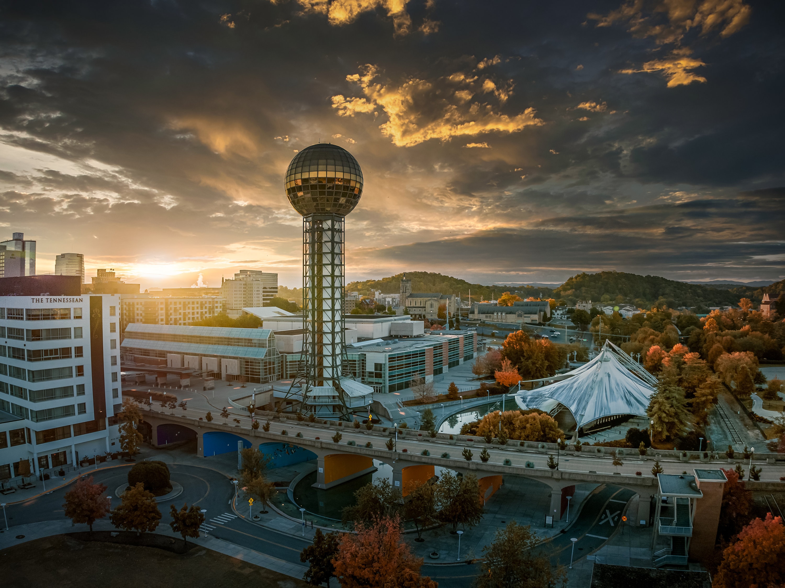 Downtown Knoxville Sunsphere in Fall Sunset/sunrise Print/canvas ...