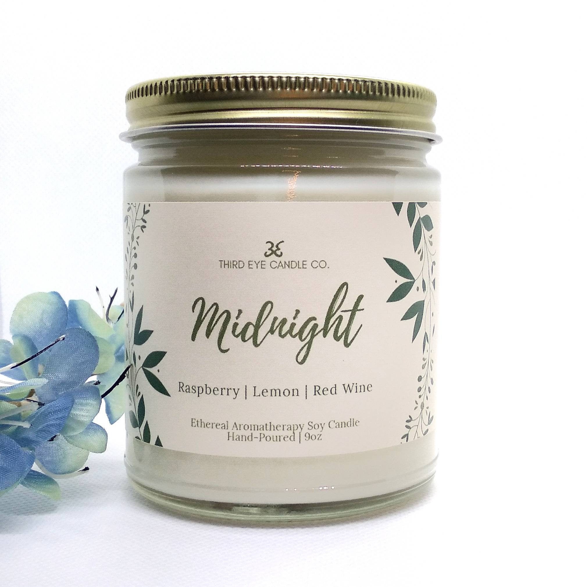 MIDNIGHT Raspberry Lemon Red Wine Ethereal Aromatherapy Soy Wax Candle ...