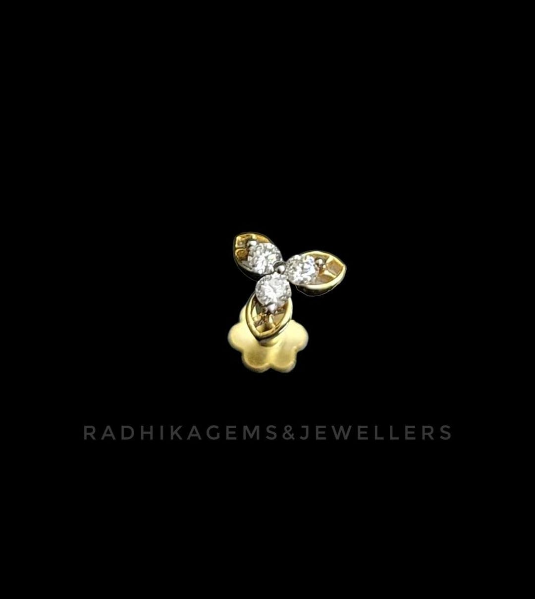Minimal Diamond Nose Stud, 14K & 18K Solid Gold Nose Pin, 3 Diamond ...