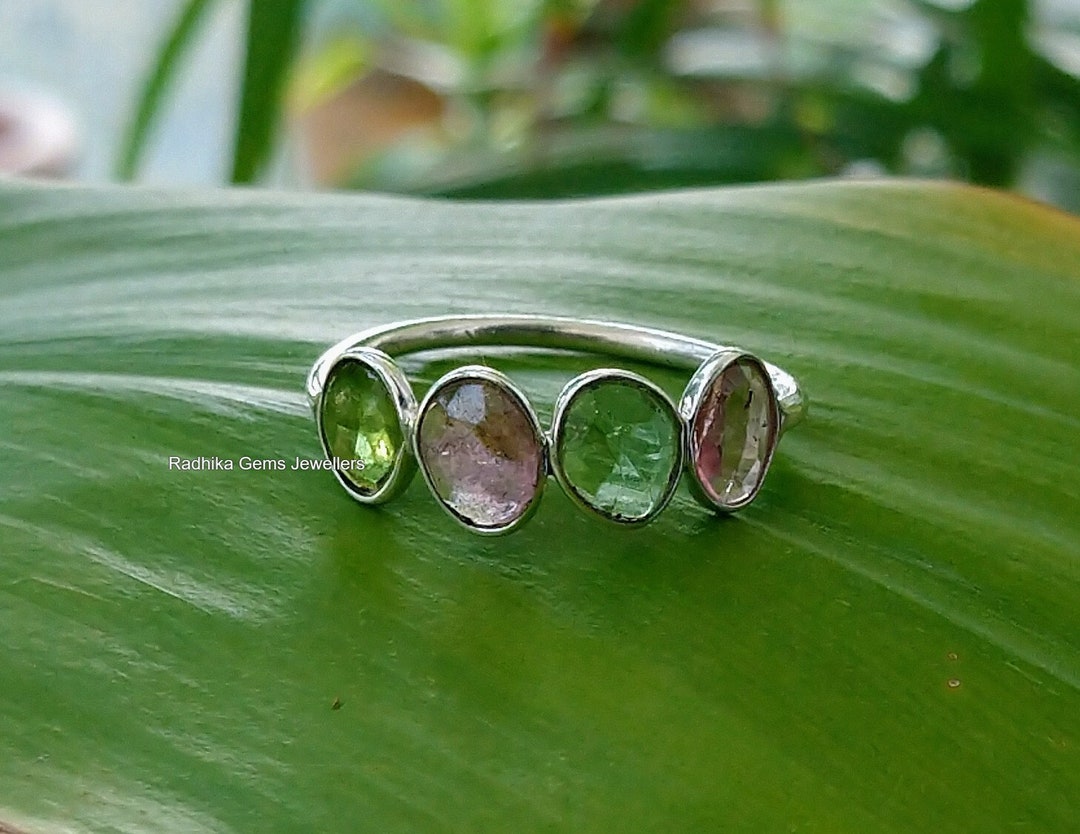 Tourmaline Ring, Multi Tourmaline Ring Stackable Ring, Handmade 925 ...