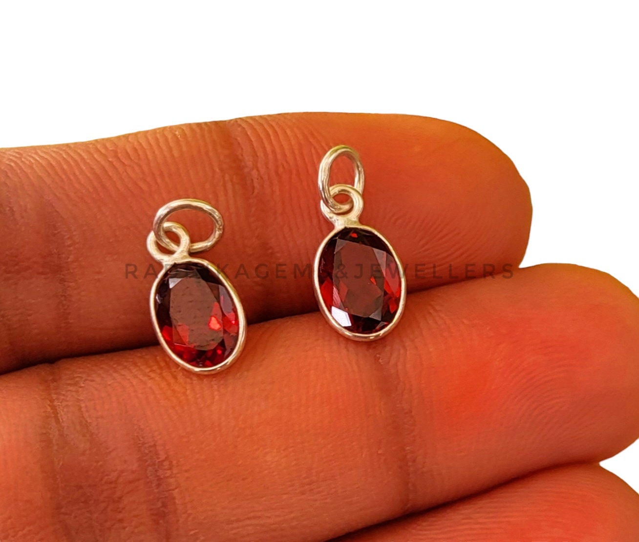 Garnet charm for necklace Etsy