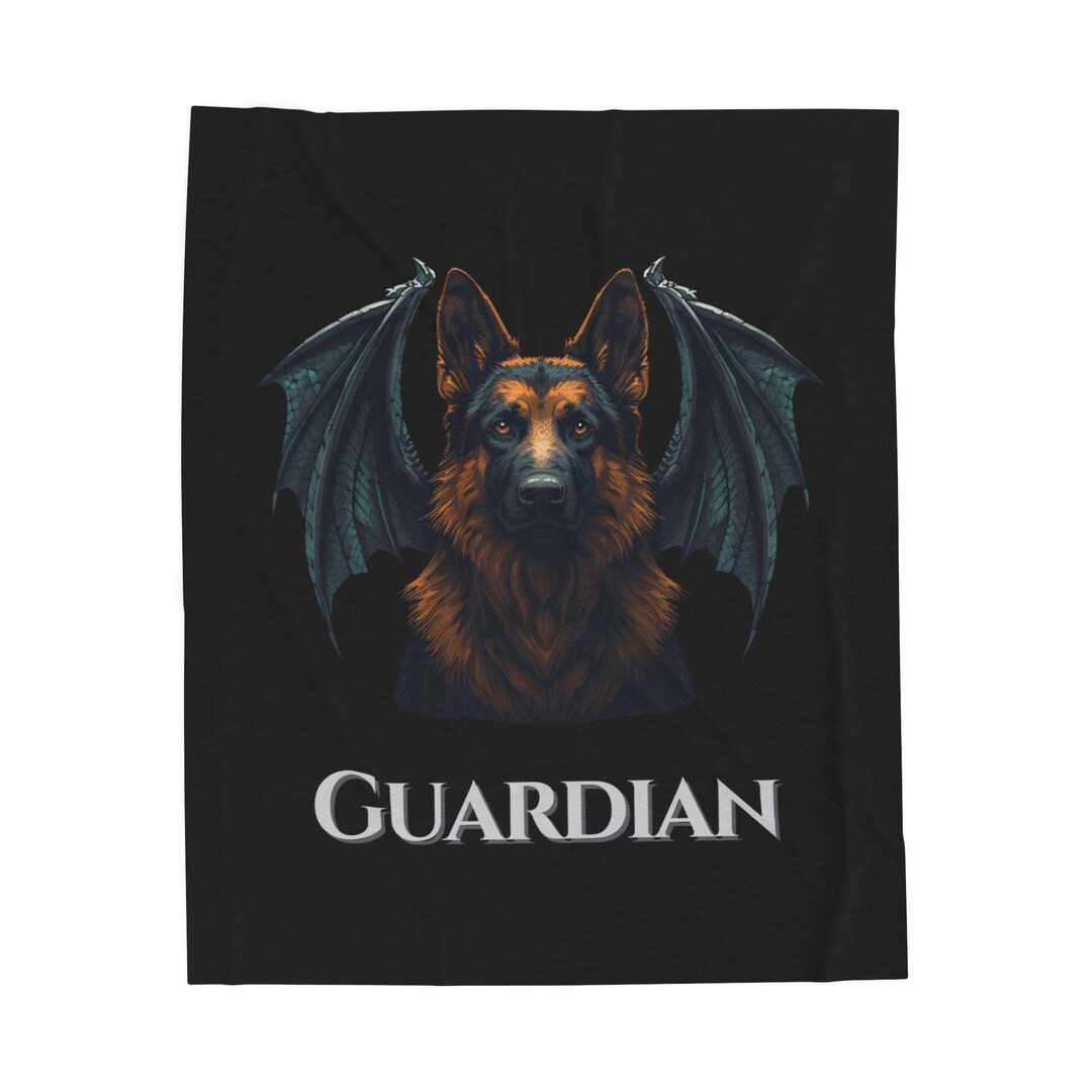 Guardian German Shepherd With Bat Wings Velveteen Blanket | Gothic Pet ...