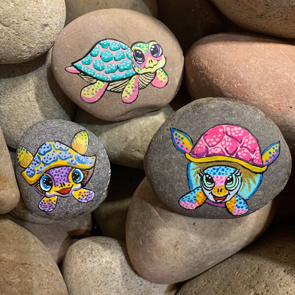 Painted Turtle Rock - Etsy