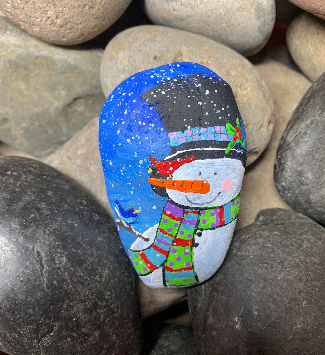 Snowman With a Colorful Scarf - Etsy