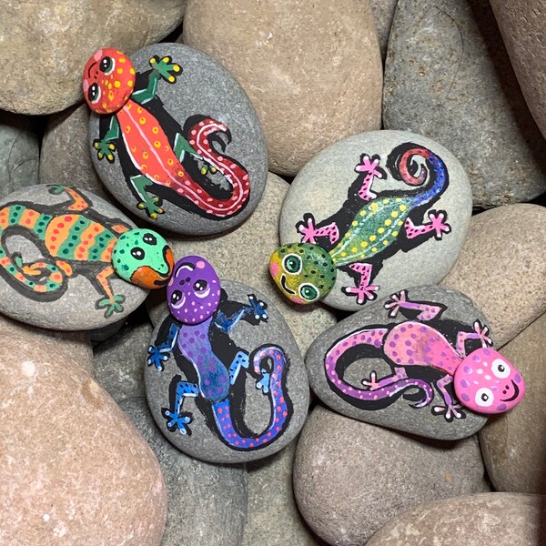 Painted Lizards - Etsy