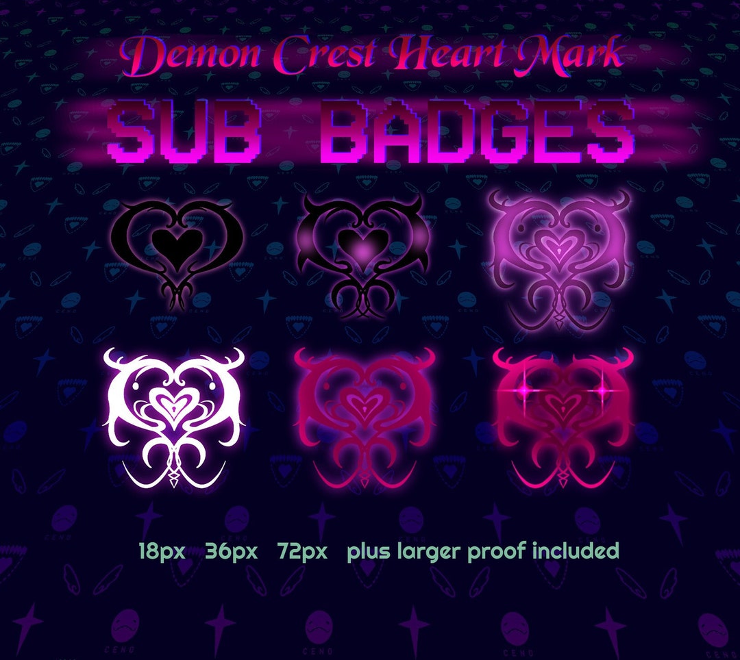 Twitch Sub Badges Vampire/succubus Demon Heart Crest Discord Vtuber ...