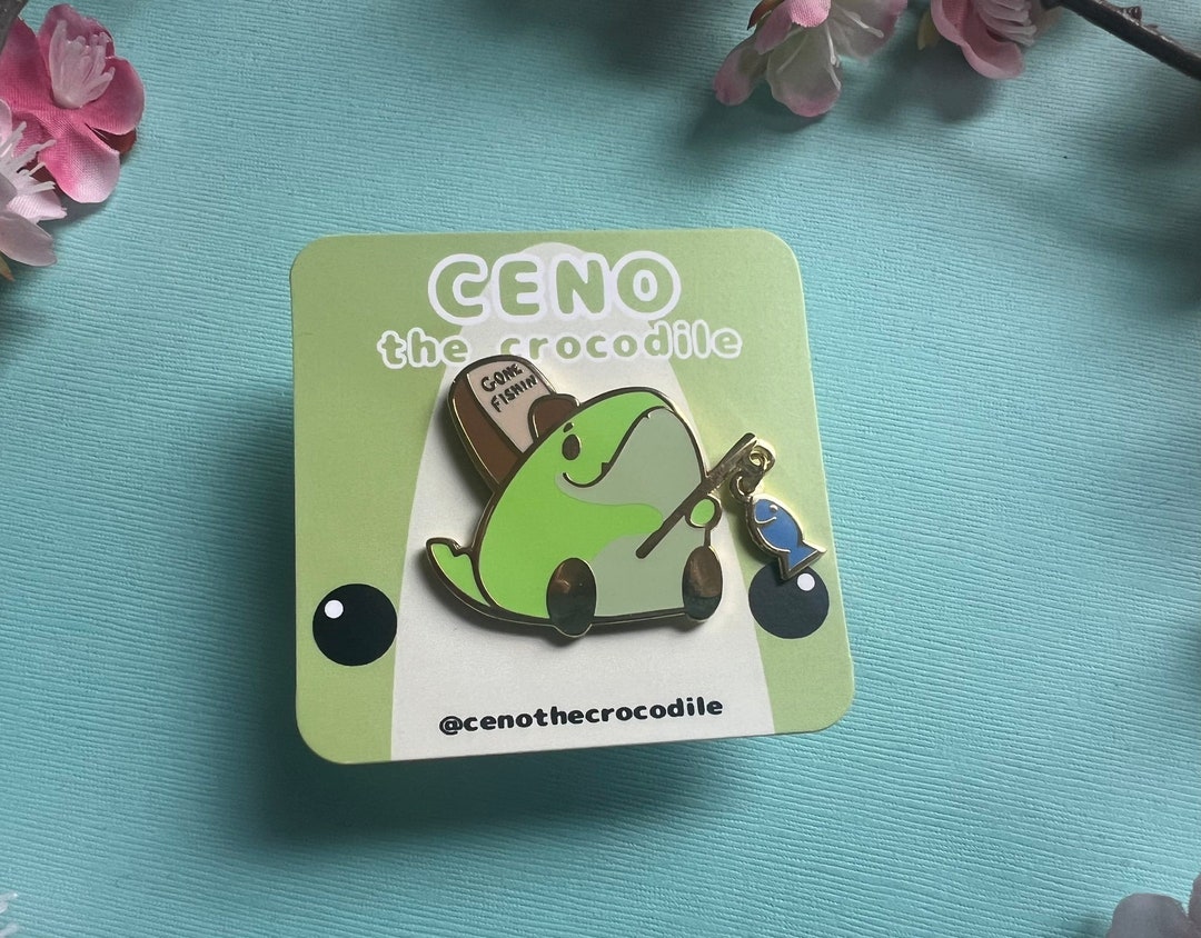 Croc Gone Fishing Enamel Pin – Crocodile With Fish Charm - Etsy