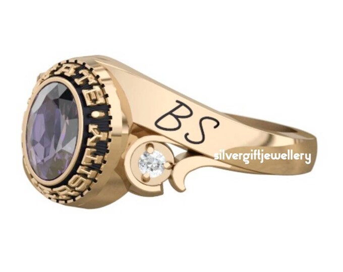 Gold Color on Silver925 College Class Ring,university Ring Graduation ...