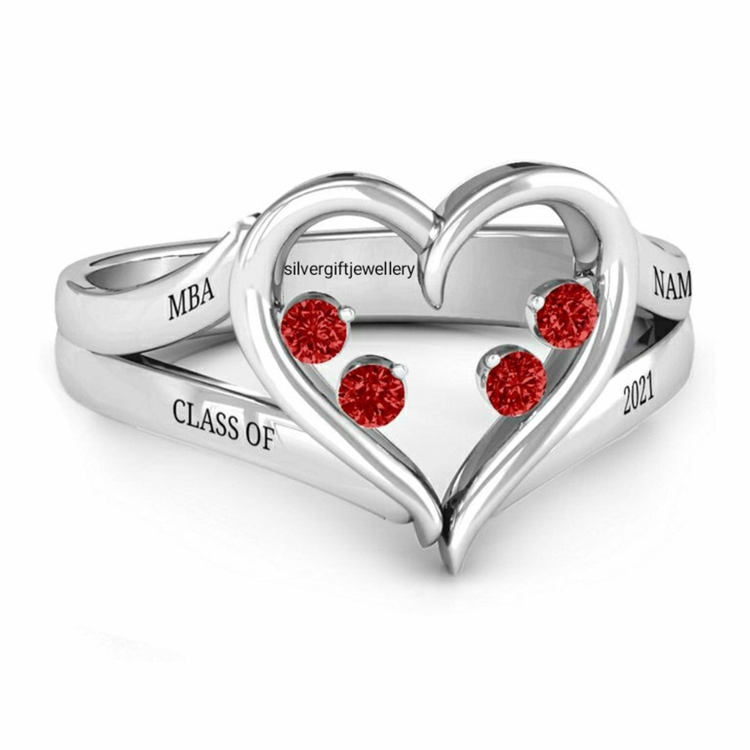 Heart Shape Custom Design Class Ring in Silver925 - Etsy