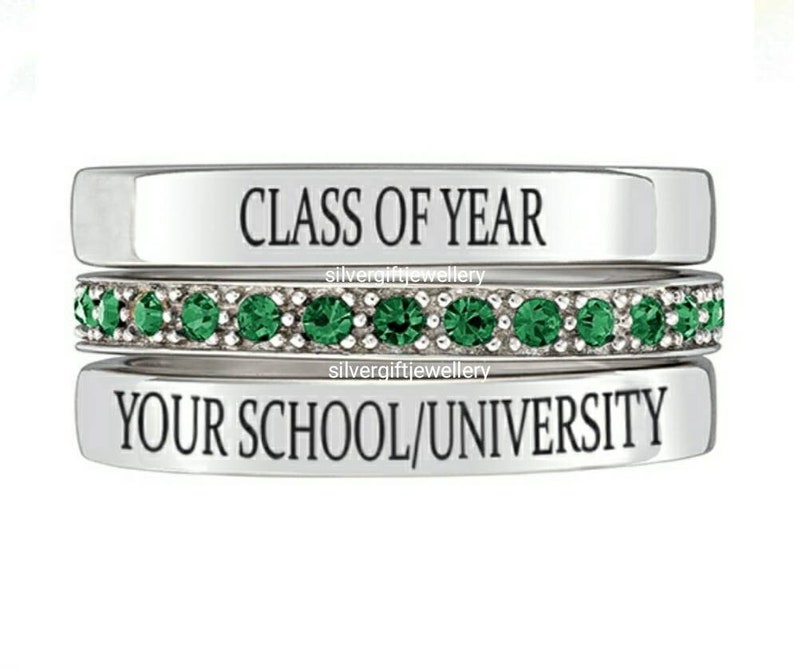 Stackable 925 Silver Class Rings, Graduation Jewelry - Etsy